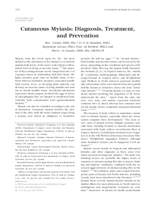 (PDF) Cutaneous Myiasis: Diagnosis, Treatment, and Prevention