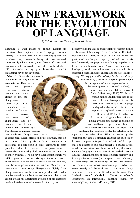 (PDF) A NEW FRAMEWORK FOR THE EVOLUTION OF LANGUAGE