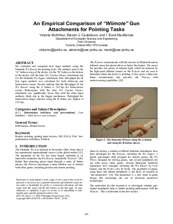 (PDF) An Empirical Comparison of “Wiimote” Gun Attachments for Pointing ...
