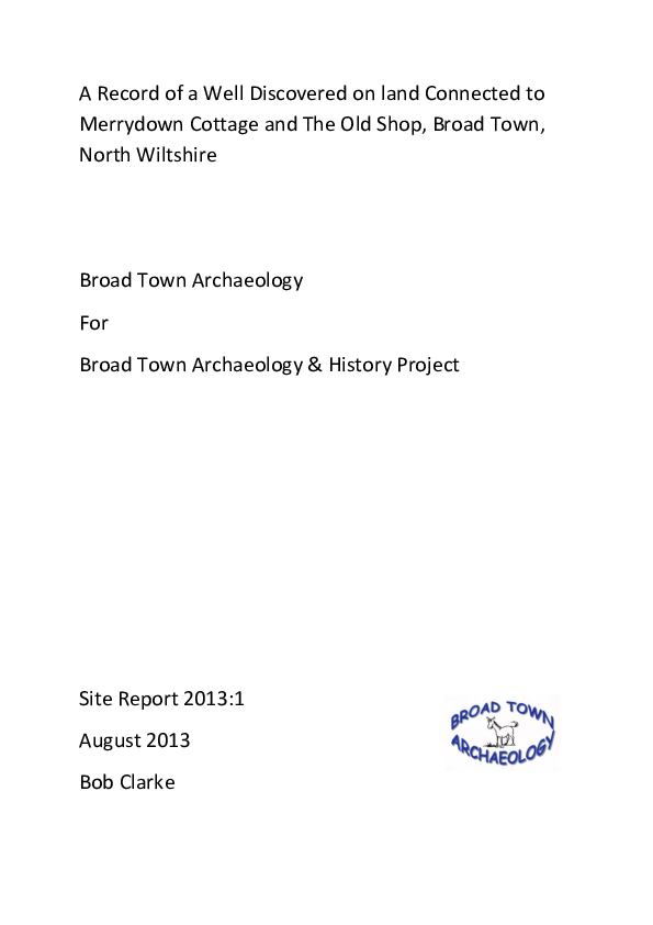 (PDF) A Record of a Well Discovered on land Connected to Merrydown ...