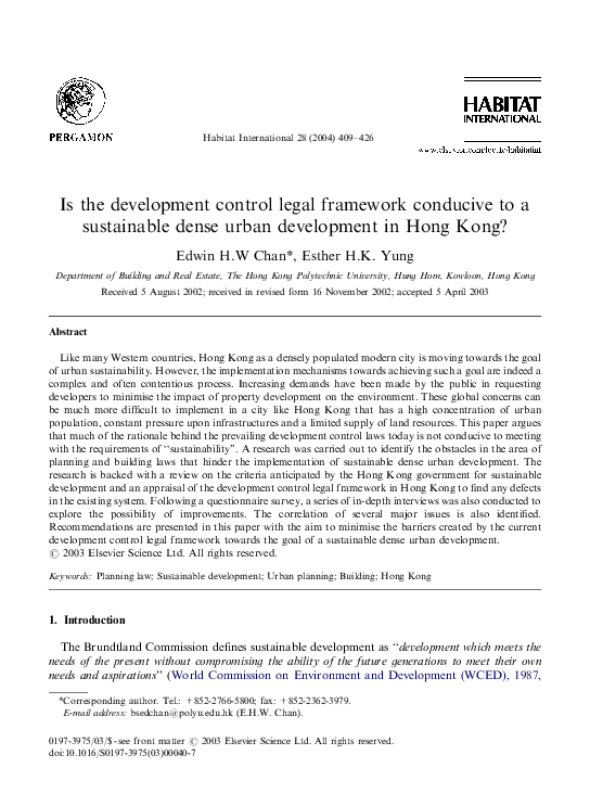 (PDF) Is the development control legal framework conducive to a ...