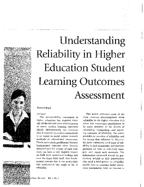 (PDF) Understanding reliability in higher education student learning ...