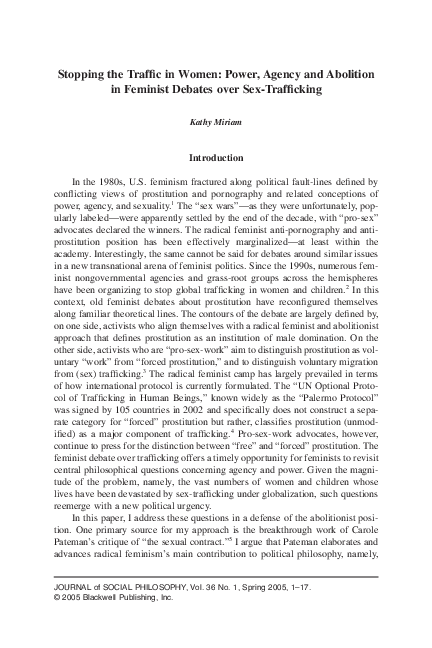 Pdf Stopping The Traffic In Women Power Agency And Abolition In