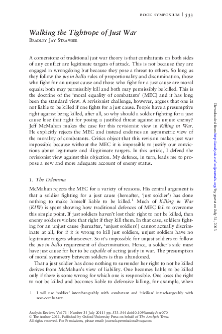 (PDF) Walking the Tightrope of Just War