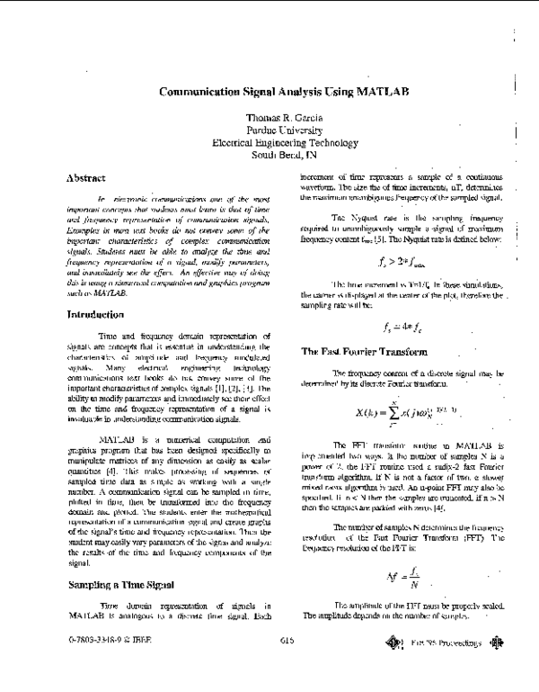 Pdf Communication Signal Analysis Using Matla 