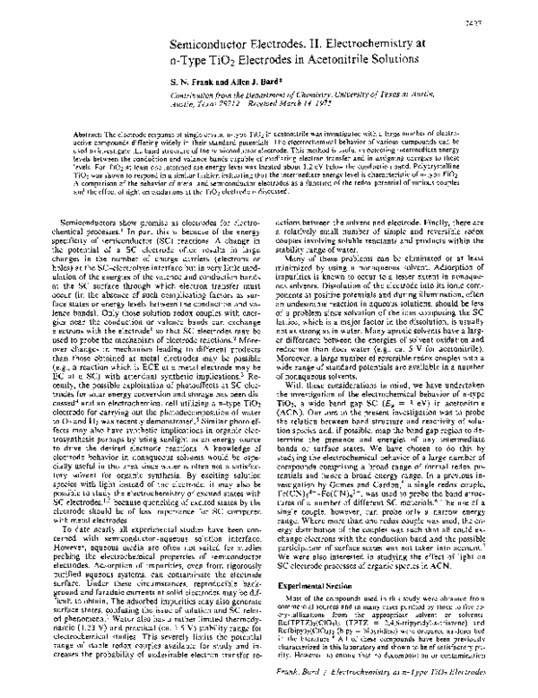 (PDF) Semiconductor Electrodes. 11. Electrochemistry at n-type Ti O2 ...
