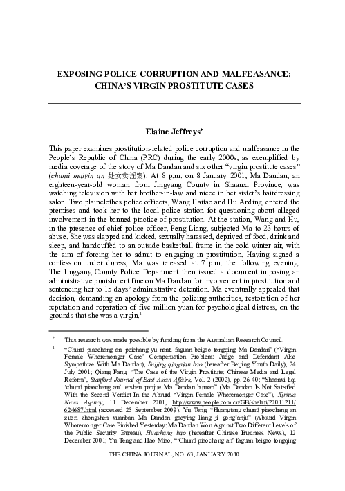 (PDF) Exposing Police Corruption and Malfeasance: China's Virgin ...