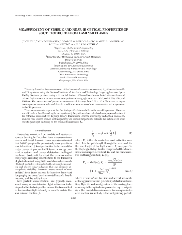 (PDF) Measurement of visible and near-IR optical properties of soot ...