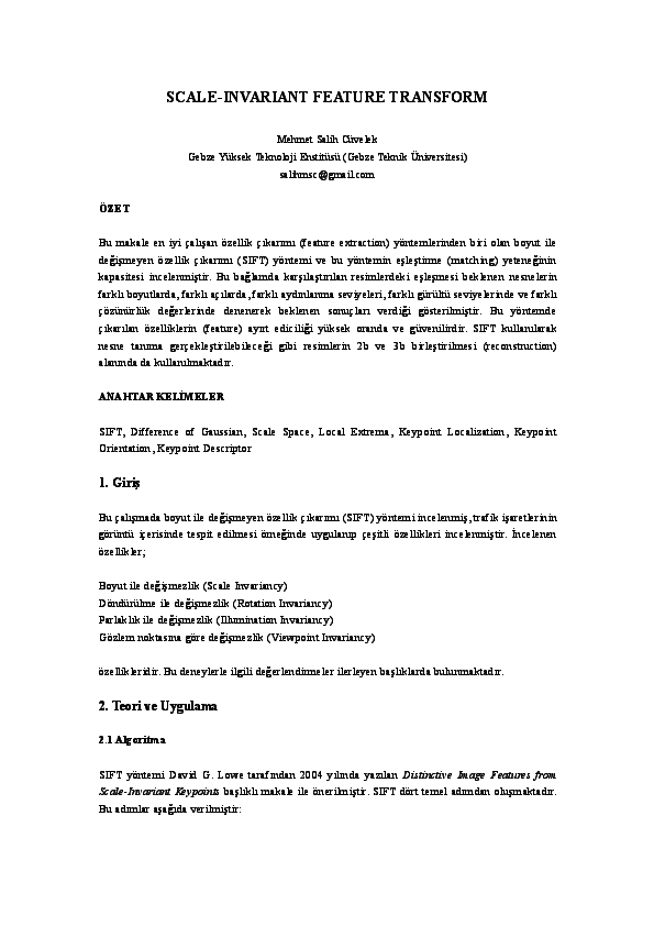 (PDF) SCALE-INVARIANT FEATURE TRANSFORM