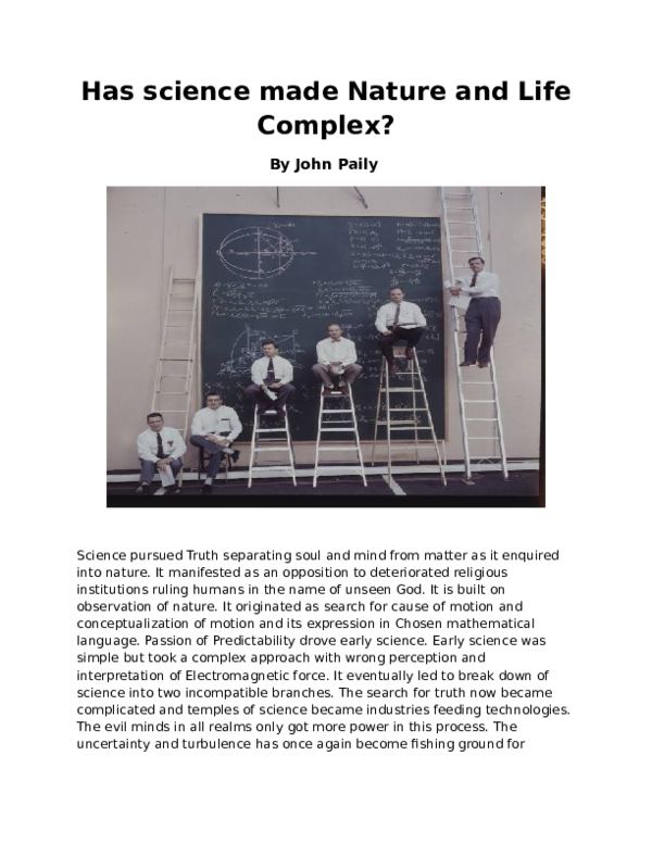 (DOC) Has science made Nature and Life Complex?