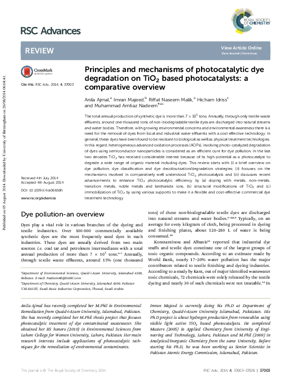 (PDF) Principles and mechanisms of photocatalytic dye degradation on ...