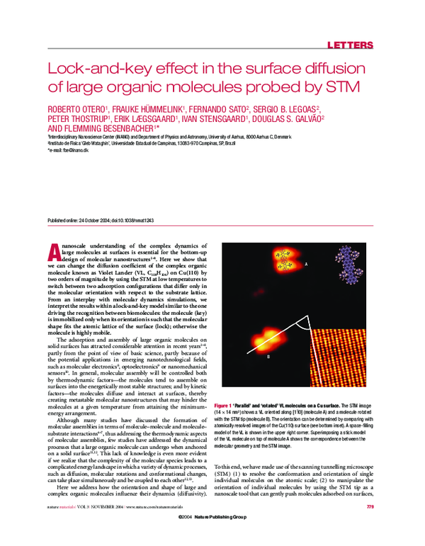 (PDF) Lock-and-key effect in the surface diffusion of large organic ...