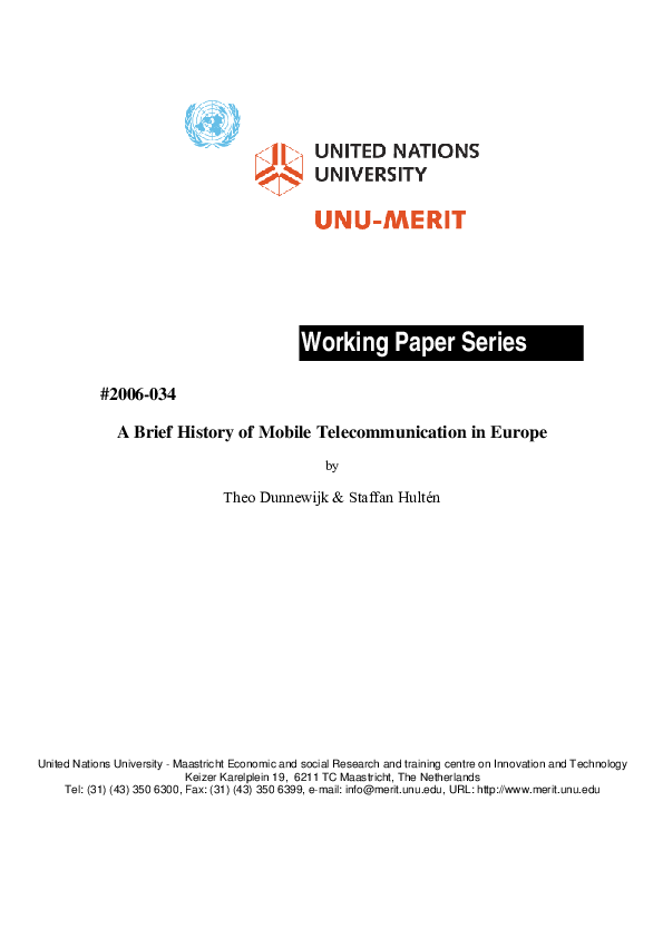 (PDF) A Brief History of Mobile Telecommunication in Europe