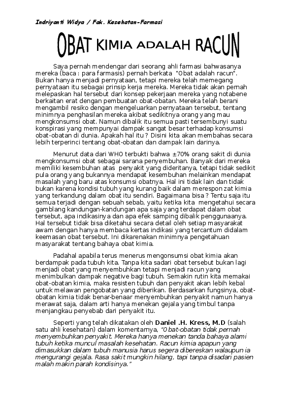 (DOC) Obat = Racun ??? benarkah?