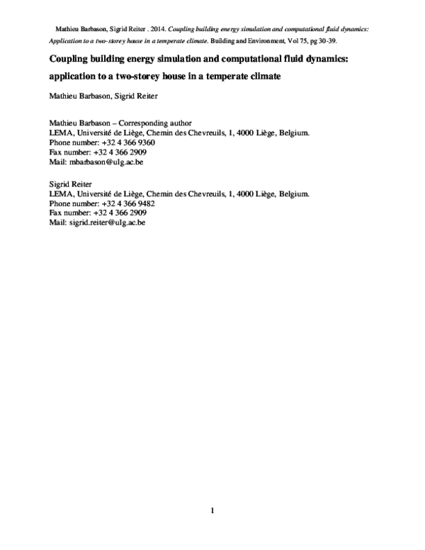 Pdf Coupling Building Energy Simulation And Computational Fluid Dynamics Application To A Two