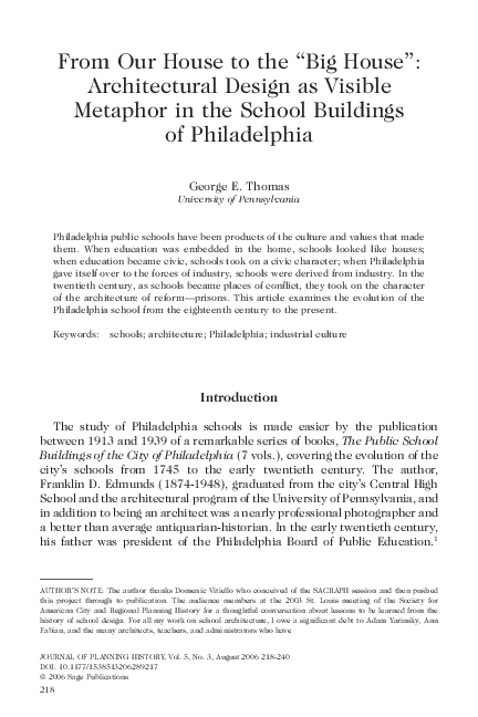 (PDF) From Our House to the "Big House": Architectural Design as ...