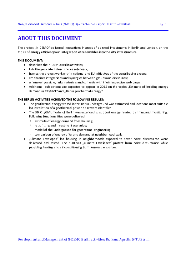 (PDF) EU Project "Neighborhood Demonstrators (N-DEMO)" – Report ...