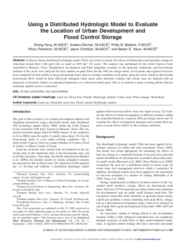 Pdf Using A Distributed Hydrologic Model To Evaluate The Location Of Urban Development And