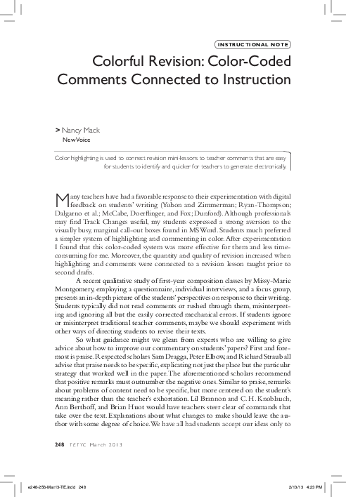 (PDF) Colorful Revision: Color Coded Comments