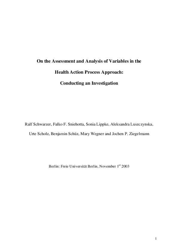 Schwarzer Health Action Process Approach