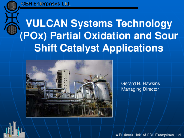(PDF) (POx) Partial Oxidation and Sour Shift Catalyst Applications