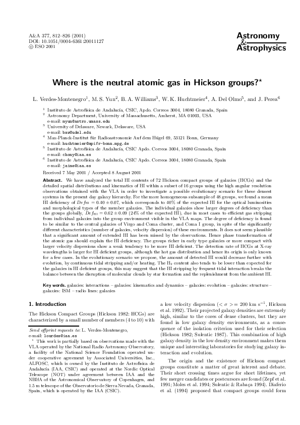 (PDF) Where is the Neutral Atomic Gas in Hickson Groups