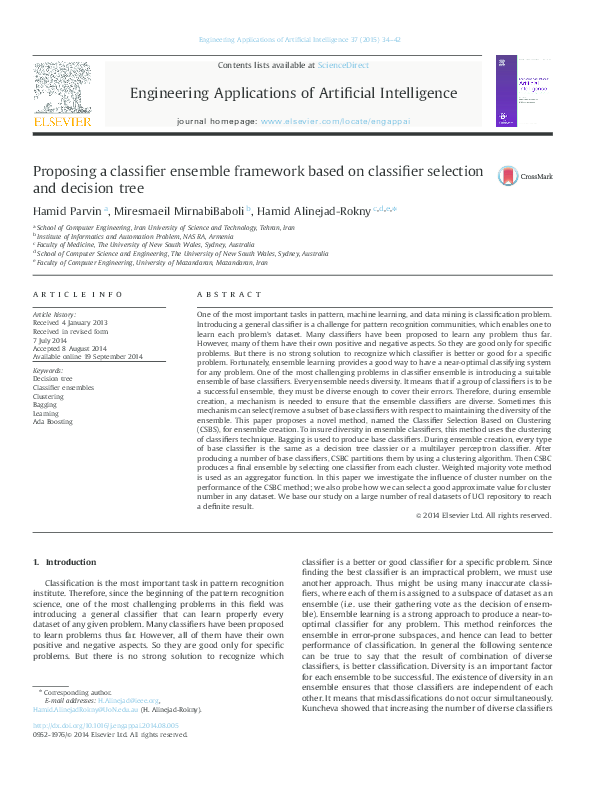 (PDF) Proposing a Classifier Ensemble Framework Based on Classifier ... (PDF) Proposing a Classifier Ensemble Framework Based on Classifier ...