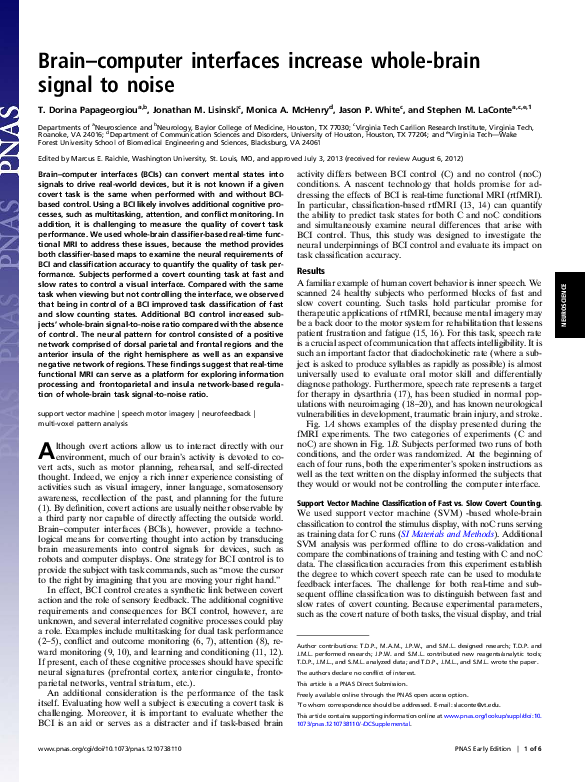(PDF) Brain–computer interfaces increase whole-brain signal to noise ...