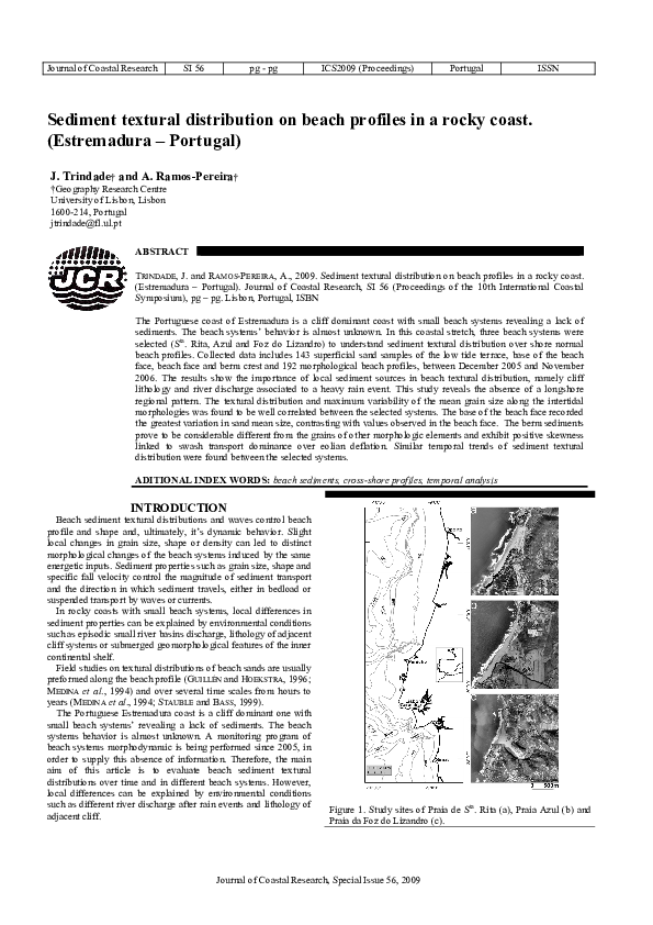 (PDF) Sediment textural distribution on beach profiles in a rocky coast