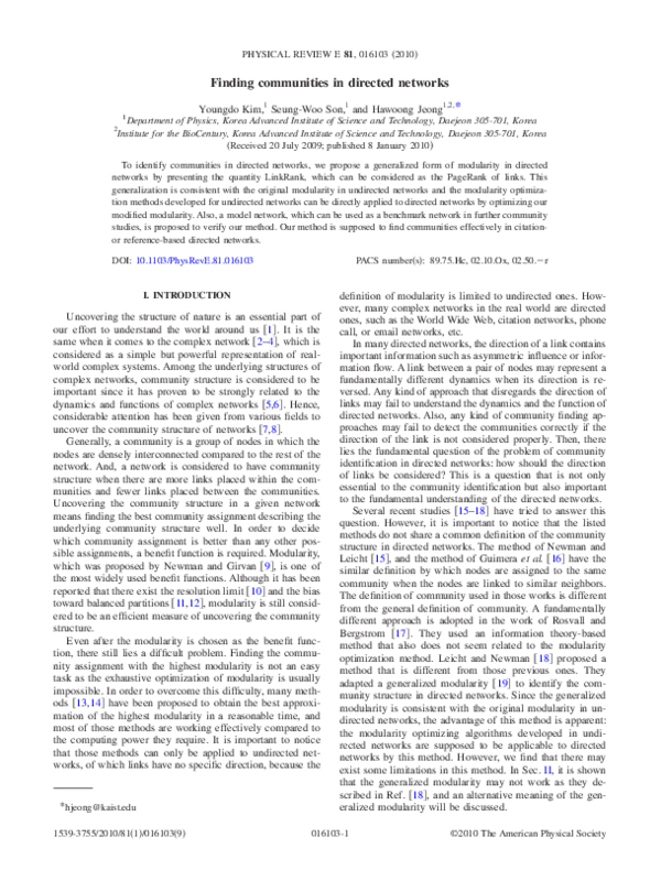 (PDF) Finding communities in directed networks