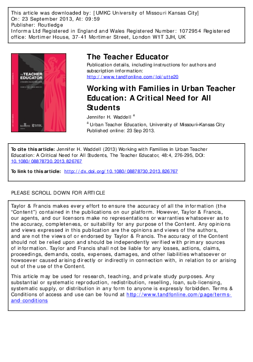 (PDF) Working with families in urban teacher education: A critical need ...