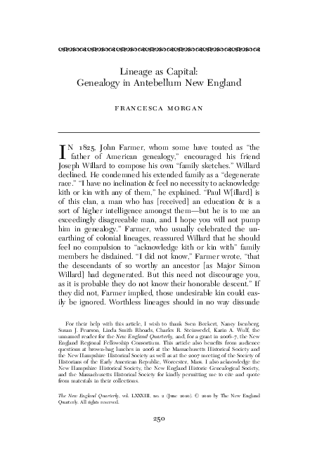 (PDF) Lineage and Capital: Genealogy in Antebellum New England