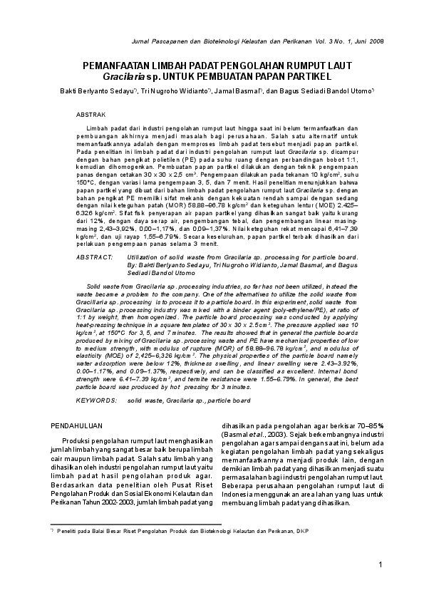 (PDF) Jurnal PEMANFAATAN LIMBAH PADAT PENGOLAHAN RUMPUT LAUT Gracilaria ...