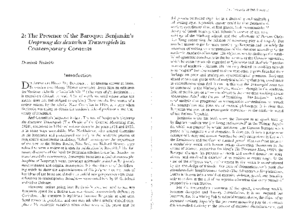 (PDF) The Presence of the Barock - Walter Benjamin's "Ursprung des deutschen Trauerspiels"