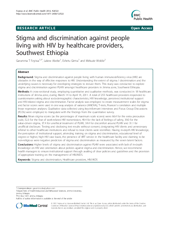 (PDF) Stigma and discrimination against people living with HIV by ...