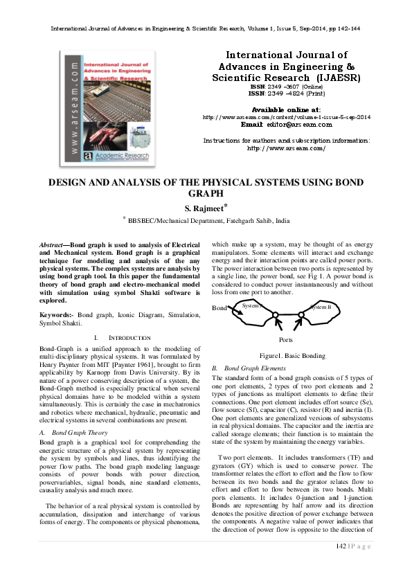 (PDF) DESIGN AND ANALYSIS OF THE PHYSICAL SYSTEMS USING BOND GRAPH