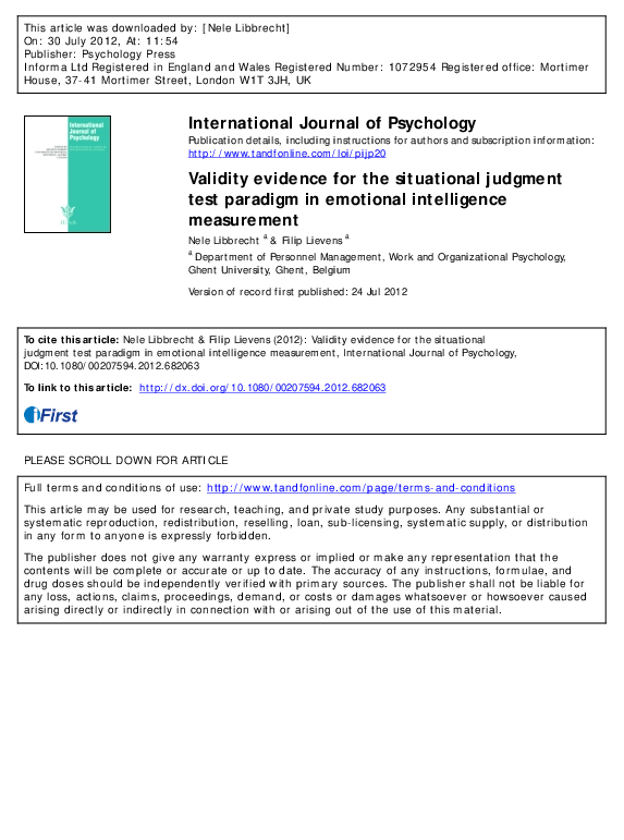 (PDF) Validity evidence for the situational judgment test paradigm in ...