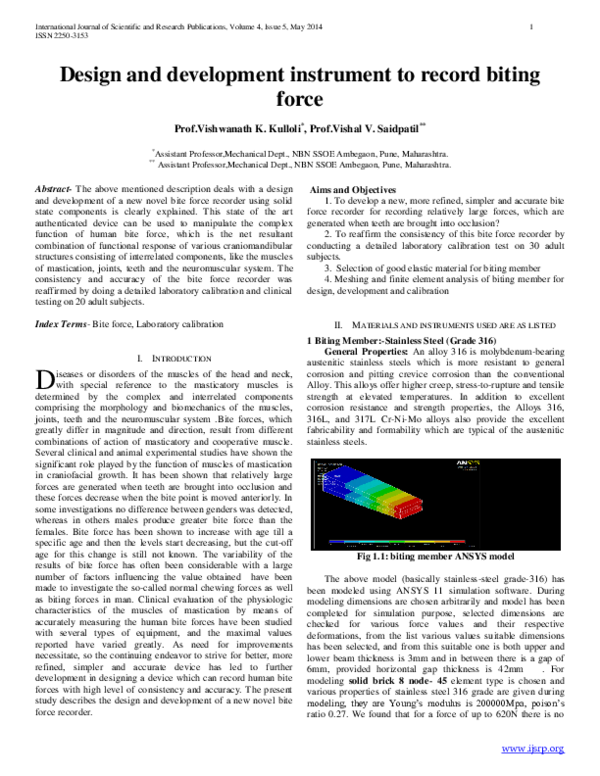 (PDF) Design and development instrument to record biting force