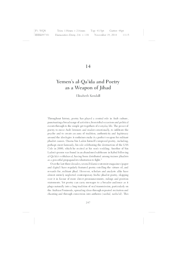 (PDF) Yemen's al-Qa'ida & Poetry as a Weapon of Jihad
