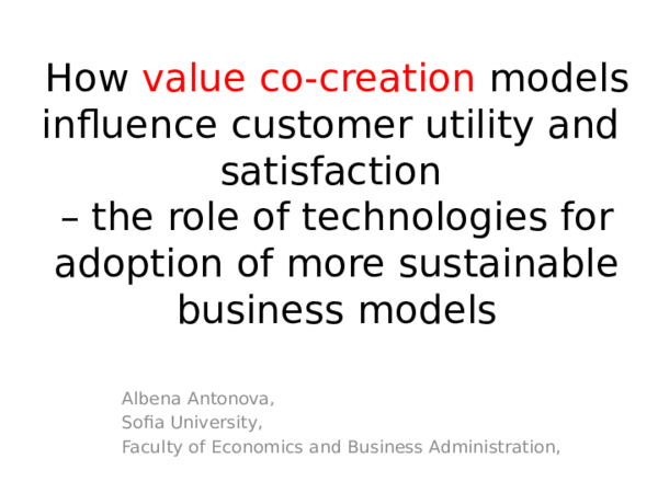 (PPT) How value co-creation models influence customer utility and ...