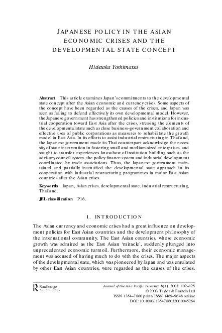 (PDF) Japanese policy in the Asian economic crises and the ...