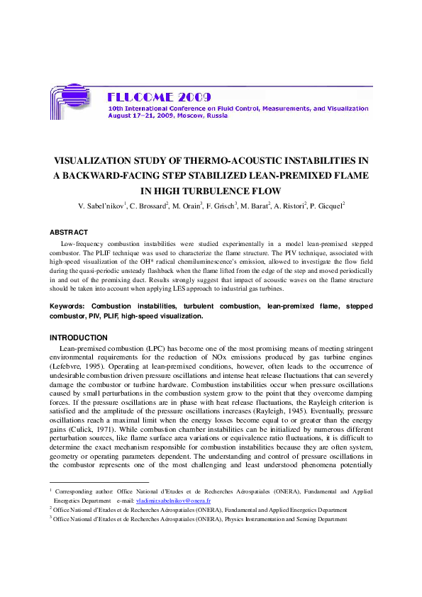 (PDF) VISUALIZATION STUDY OF THERMO-ACOUSTIC INSTABILITIES IN A ...