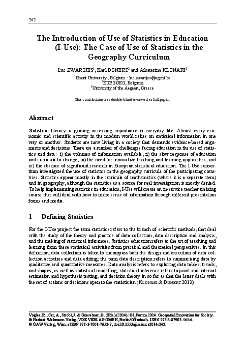 The Introduction of Use of Statistics in Education (I-Use): The Case of ...