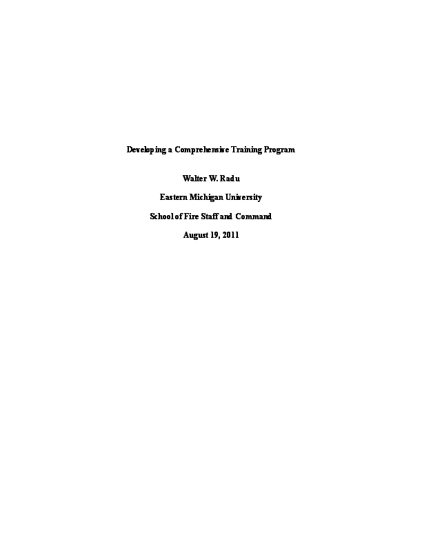(DOC) Developing a Comprehensive Training Program