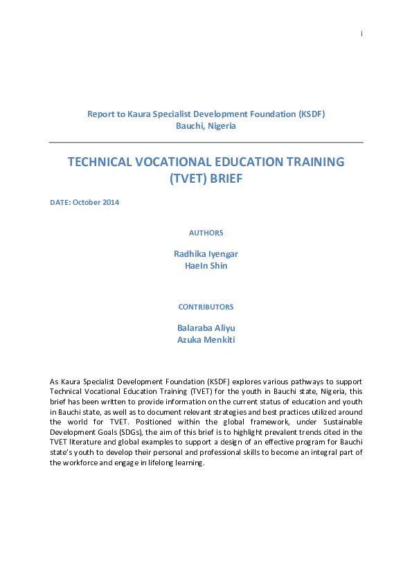 (PDF) VOCATIONAL TRAINING BRIEF NIGERIA