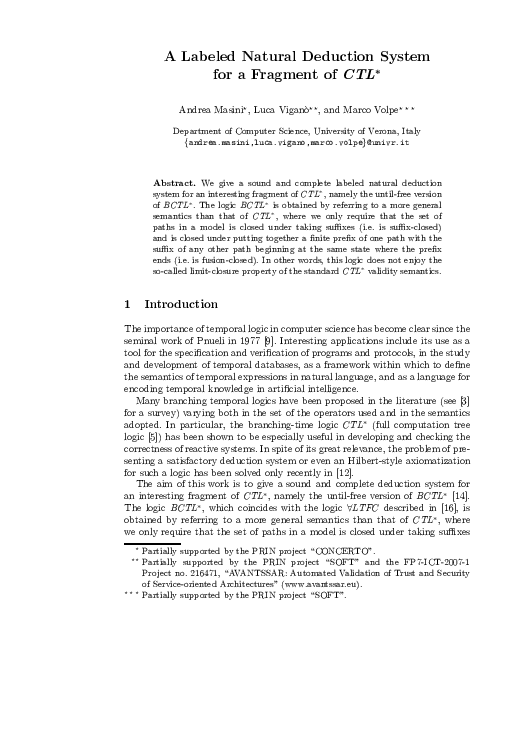 A Labeled Natural Deduction System for a Fragment of CTL*