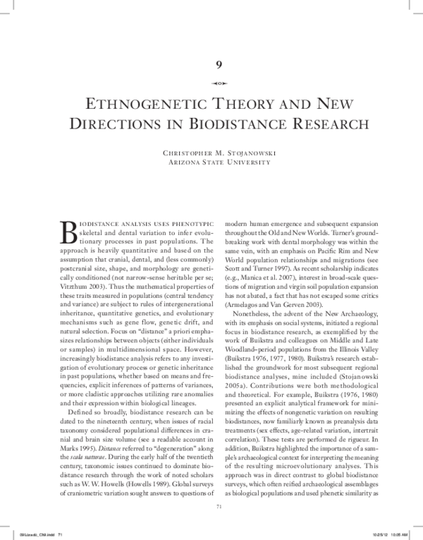 (PDF) Ethnogenetic theory and new directions in biodistance research