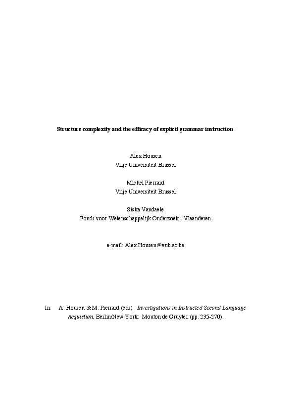 Pdf Structure Complexity And The Efficacy Of Explicit Grammar Instruction