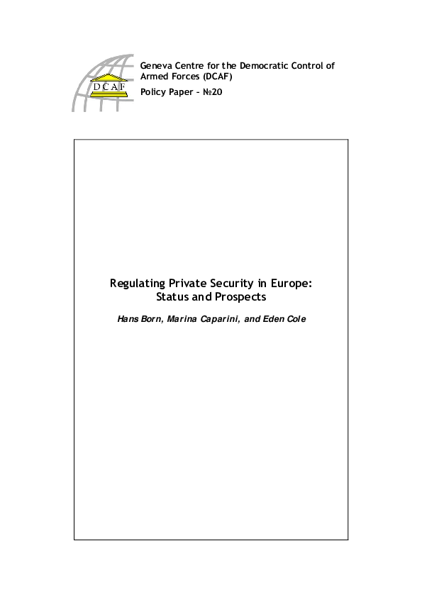 (PDF) Regulating Private Security Companies