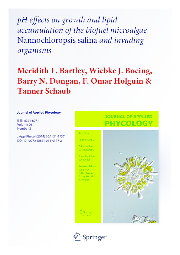 (PDF) pH effects on growth and lipid accumulation of the biofuel microalgae Nannochloropsis ...